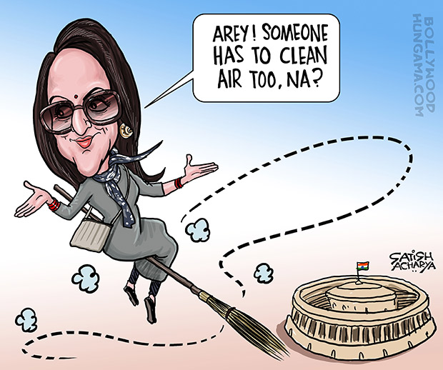 Bollywood Toons: Dharmendra trolls Hema Malini's Swachh Bharat sweeping ...