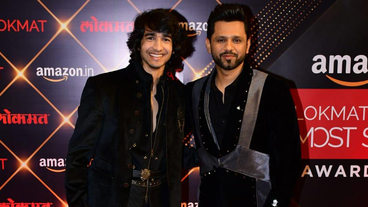 Rahul Vaidya poses along with Shantanu Maheshwari at Lokmat Awards ...
