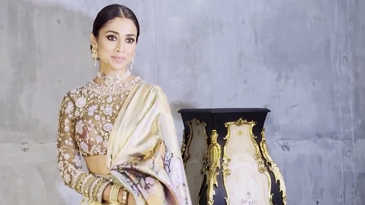 Shriya Saran enhances the beauty of saree with her mesmerizing smile ...