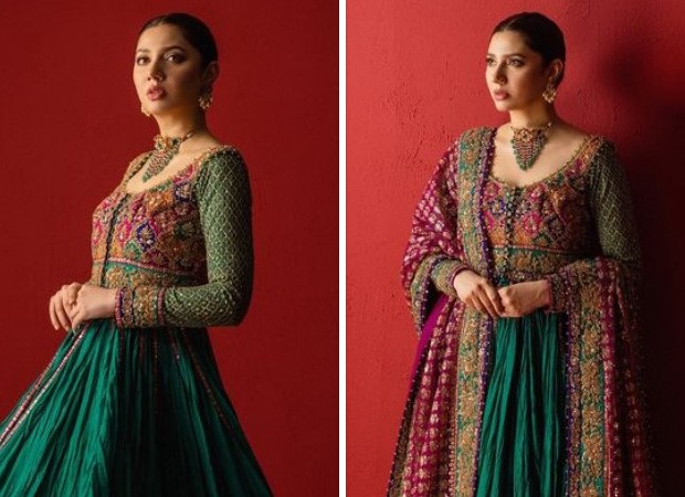 Mahira Khan mesmerizes as the muse for designer Umar Sayeed, gracefully donning a stunning green ...