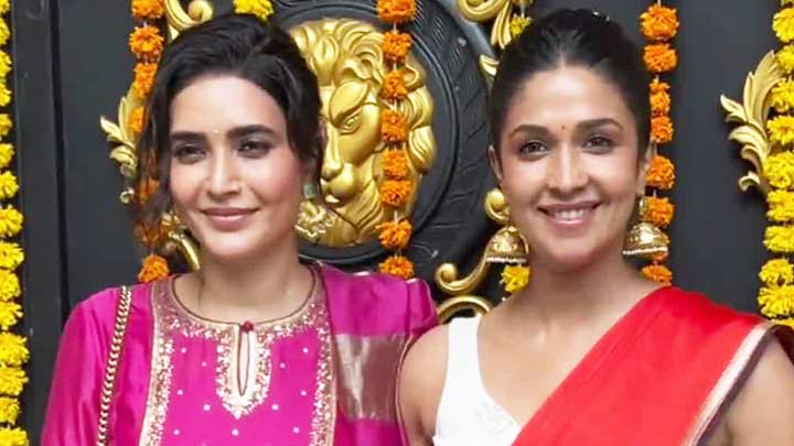 Karishma Tanna poses with Harleen Sethi at Ekta Kapoor's residence ...